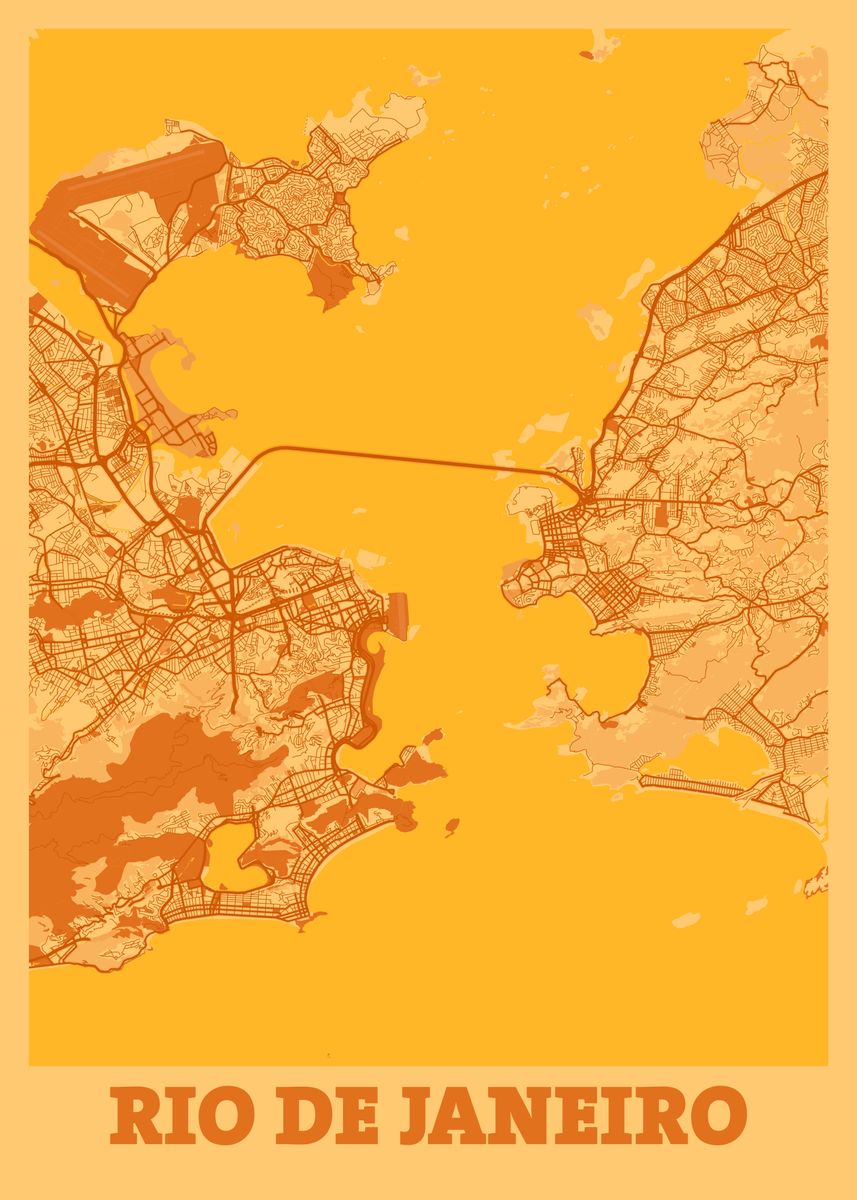 'Rio De Janeiro Sunset Map' Poster by Tien Stencil | Displate