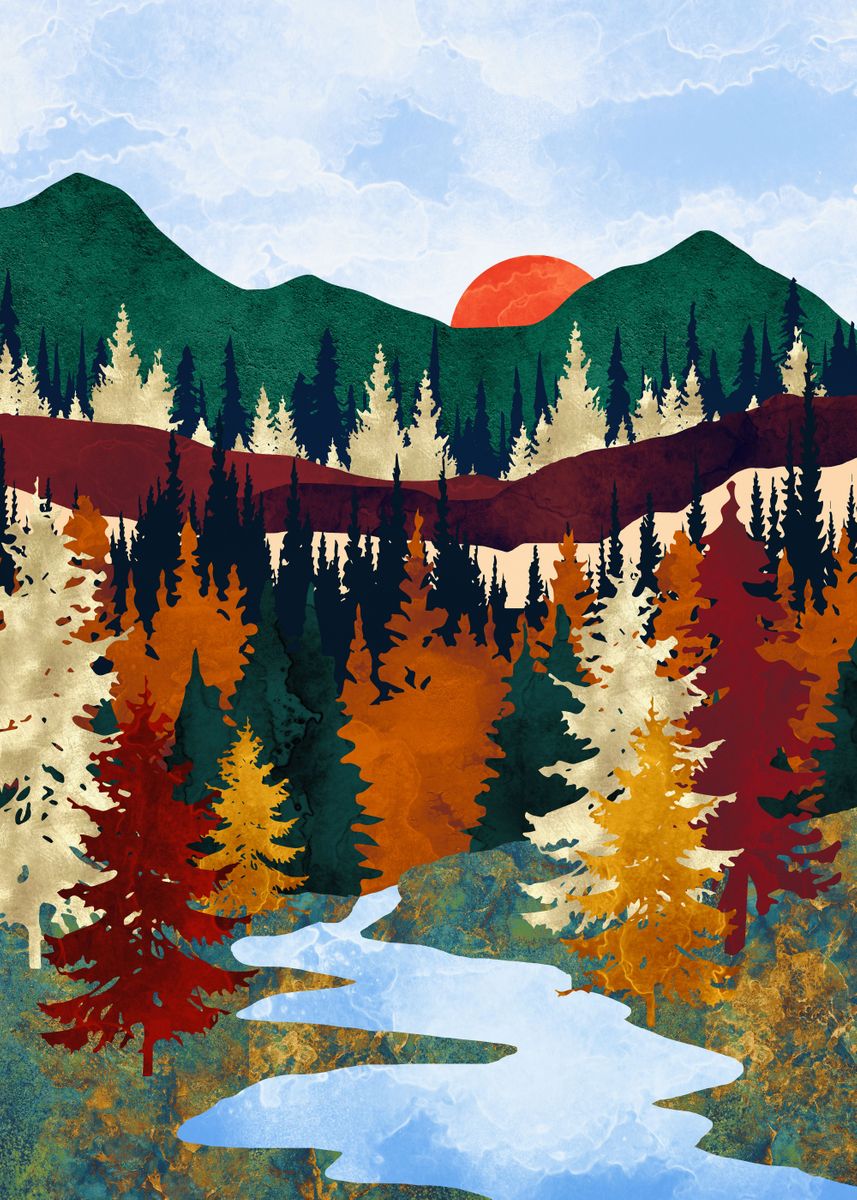 'Valley Stream' Poster, picture, metal print, paint by SpaceFrog ...