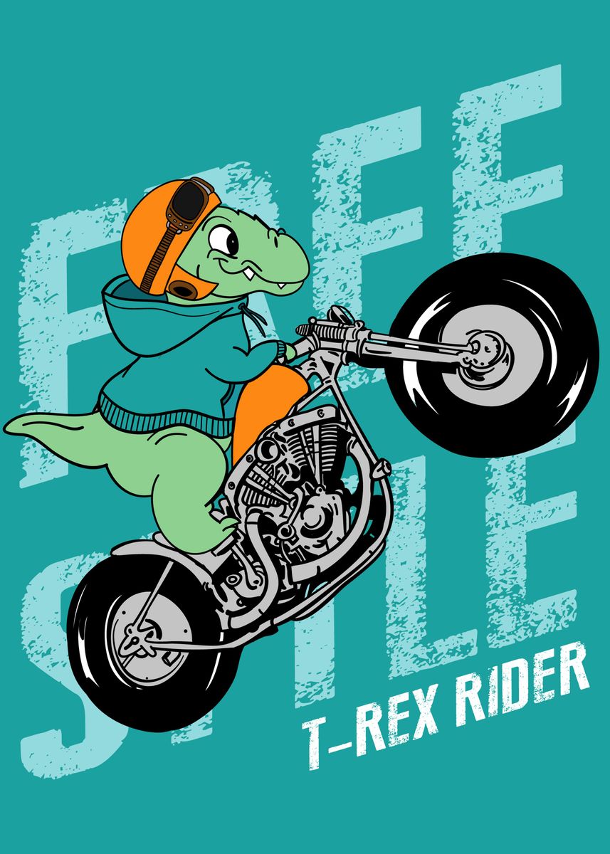 'T Rex Rider' Poster, picture, metal print, paint by bi bo | Displate