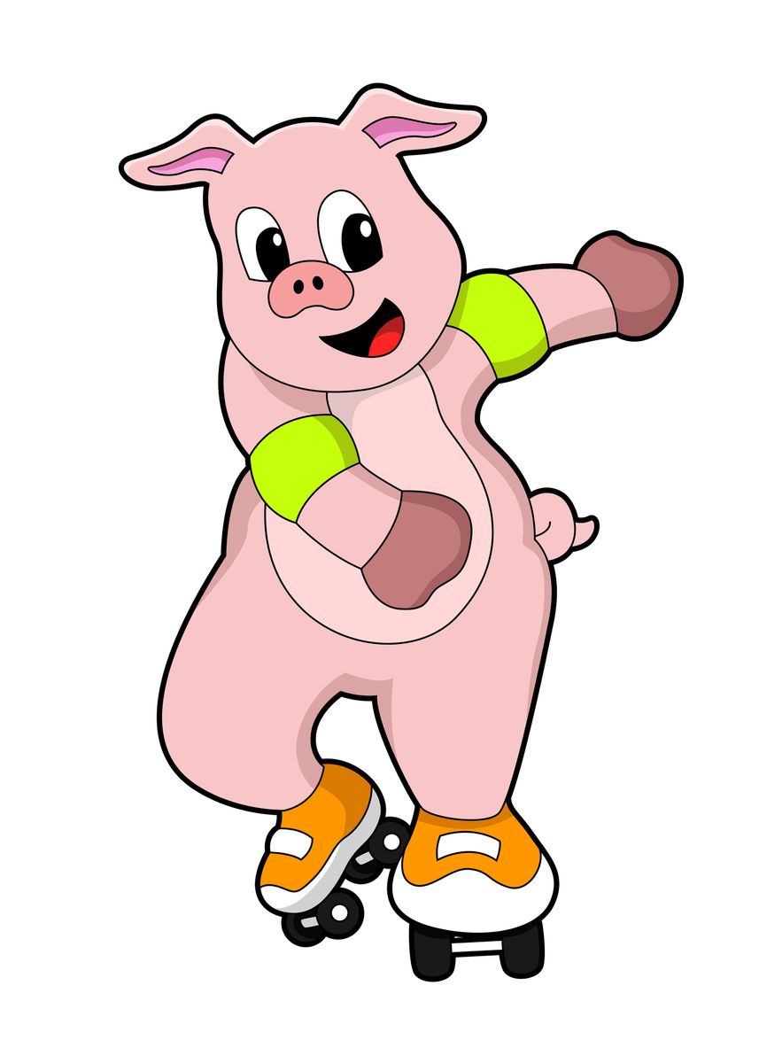 'Pig Inline skaters ' Poster by Markus Schnabel | Displate