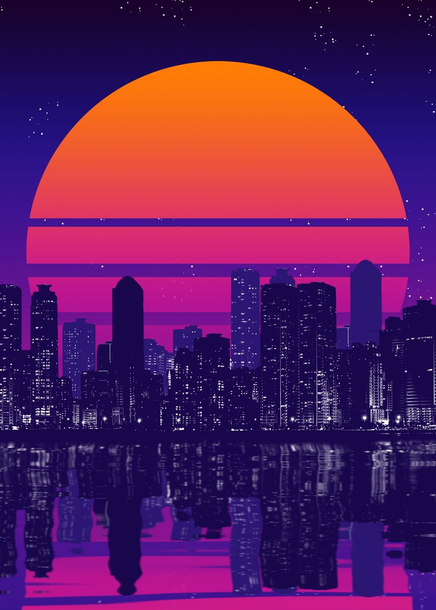 'Sunset in the City' Poster, picture, metal print, paint by Andi ...