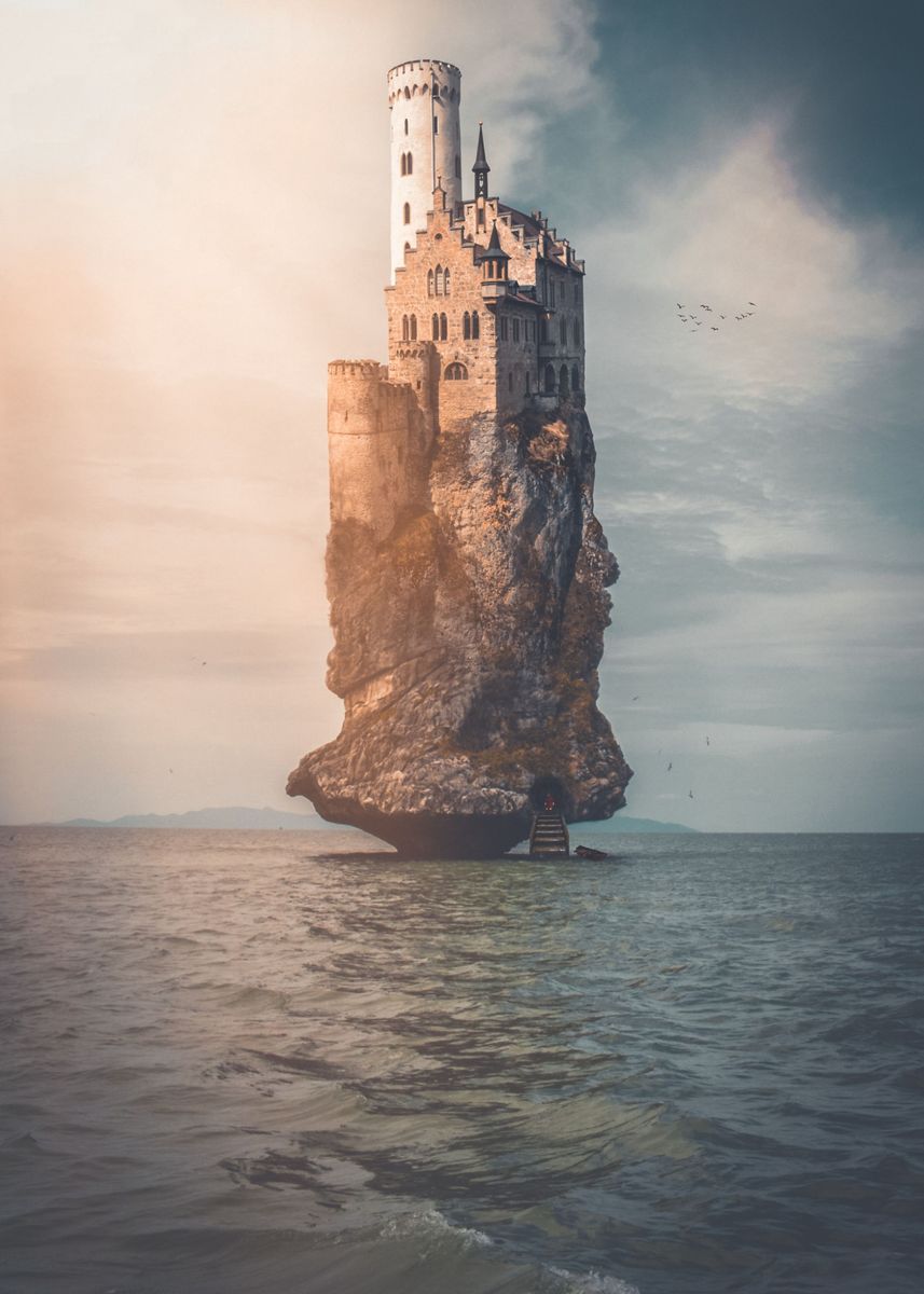 'Pirate Rock Island Castle' Poster, picture, metal print, paint by Gen ...