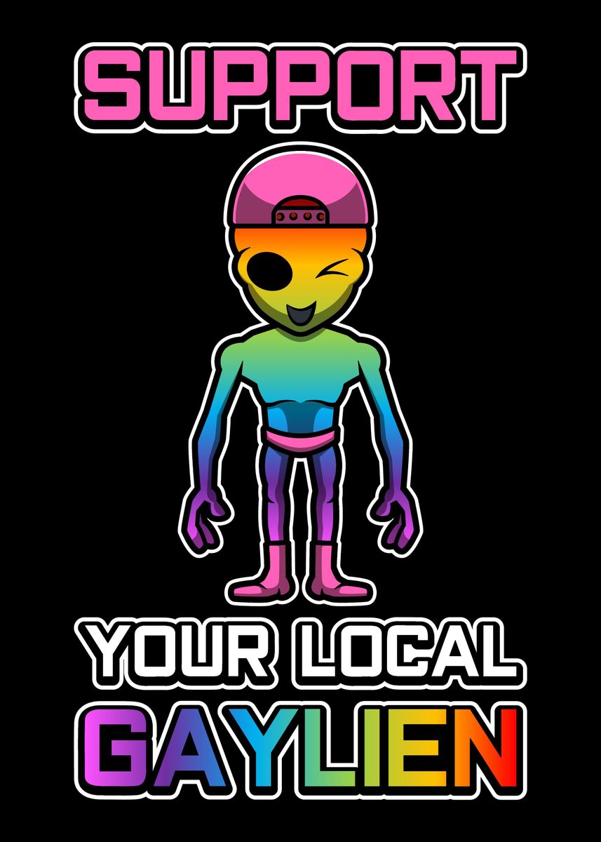 'Gay Pride Alien' Poster, picture, metal print, paint by Michael | Displate