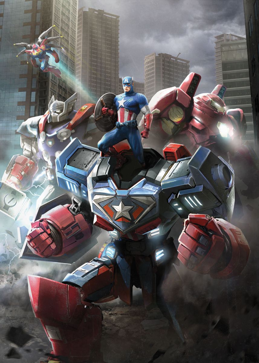 'Captain America Mech Pose' Poster, picture, metal print, paint by ...