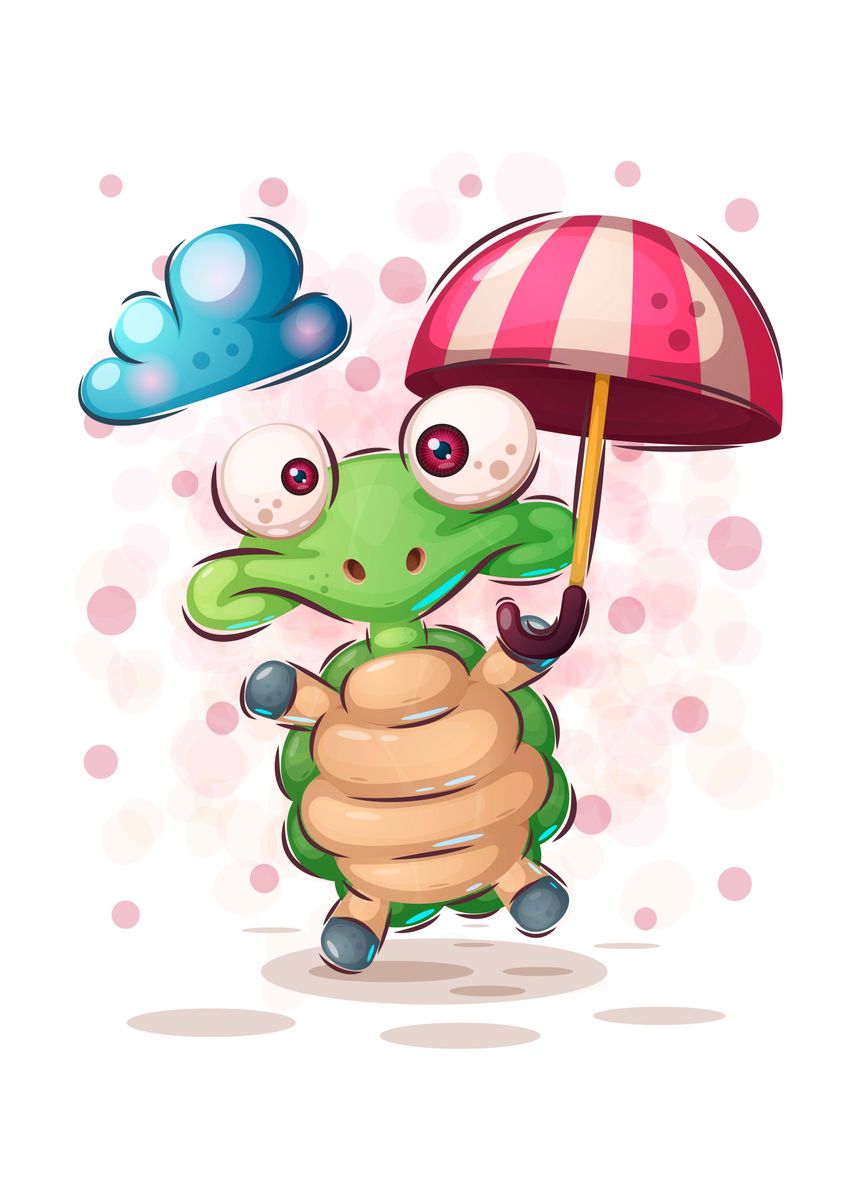 'Cute turtle' Poster, picture, metal print, paint by RickyEKelly | Displate