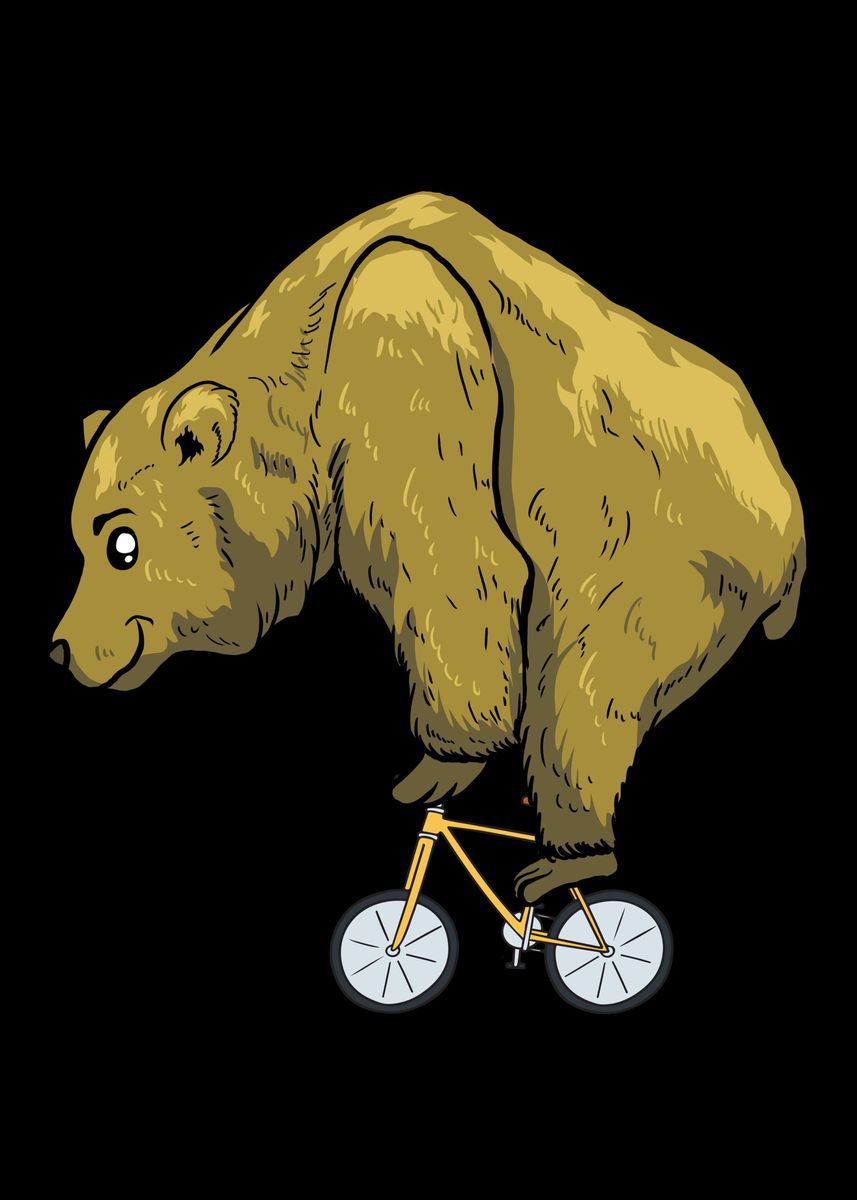 'Cycling Cyclist Bear' Poster, picture, metal print, paint by ...