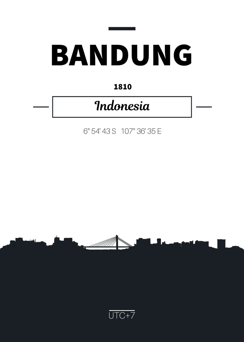 'Bandung Indonesia skyline' Poster, picture, metal print, paint by ...