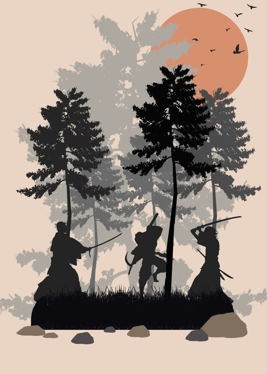 'samurai in forest' Poster by Theng Id | Displate