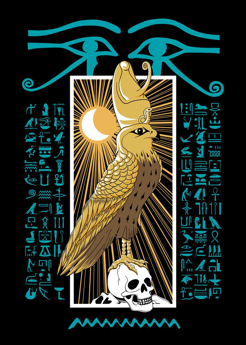'Horus Falcon God of Egypt' Poster, picture, metal print, paint by ...