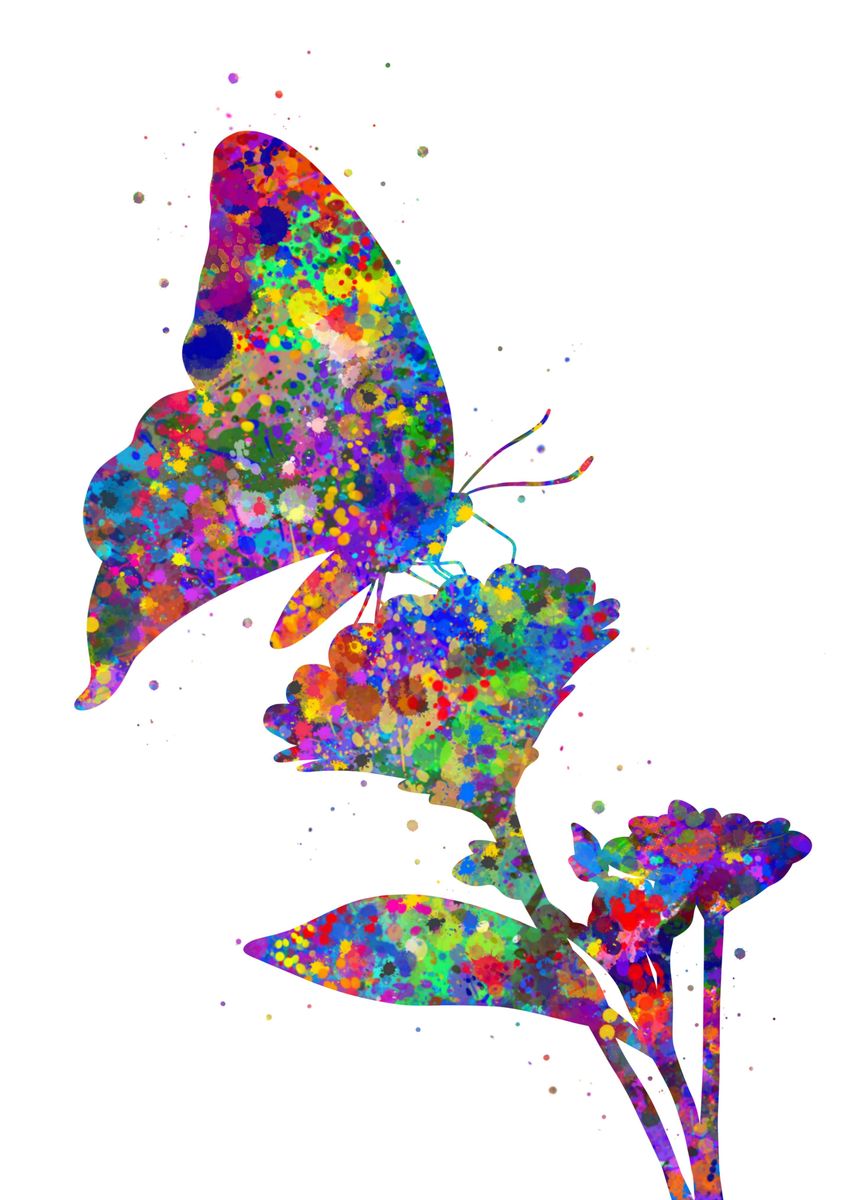 'Butterfly and flower' Poster by Yahya Art | Displate