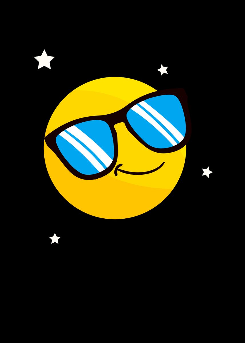 'Cool Smile Sunglasses Fun' Poster, picture, metal print, paint by ...