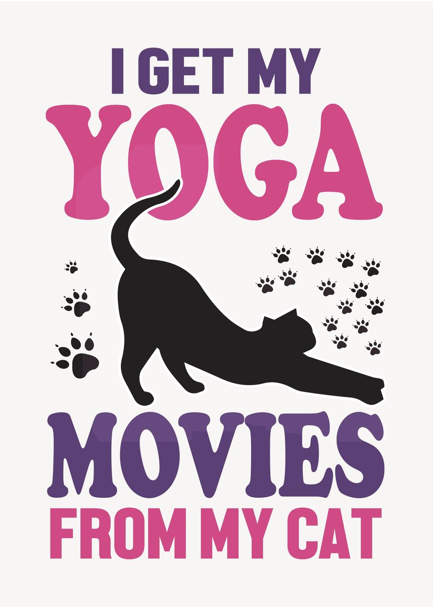 'Yoga Cat' Poster, picture, metal print, paint by Neon Moon | Displate