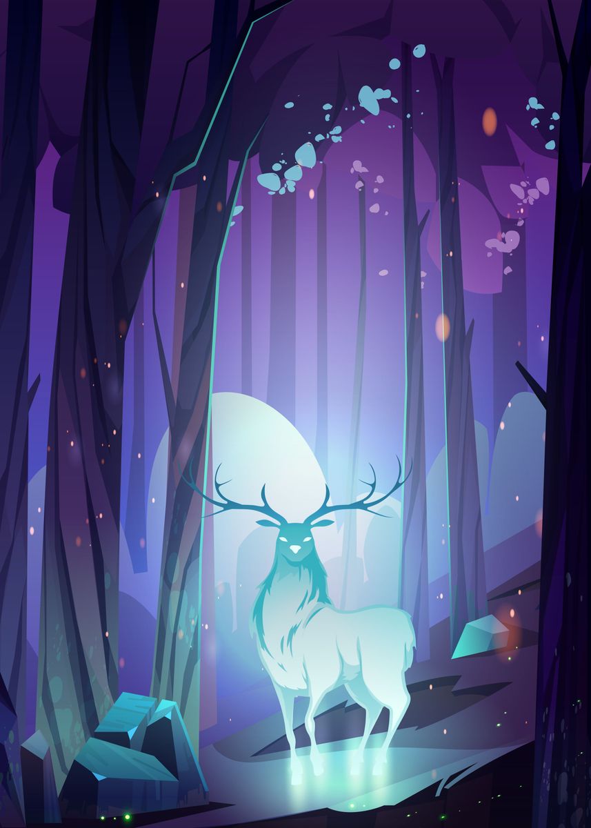 'Twilight Deer' Poster, picture, metal print, paint by Endryxz | Displate