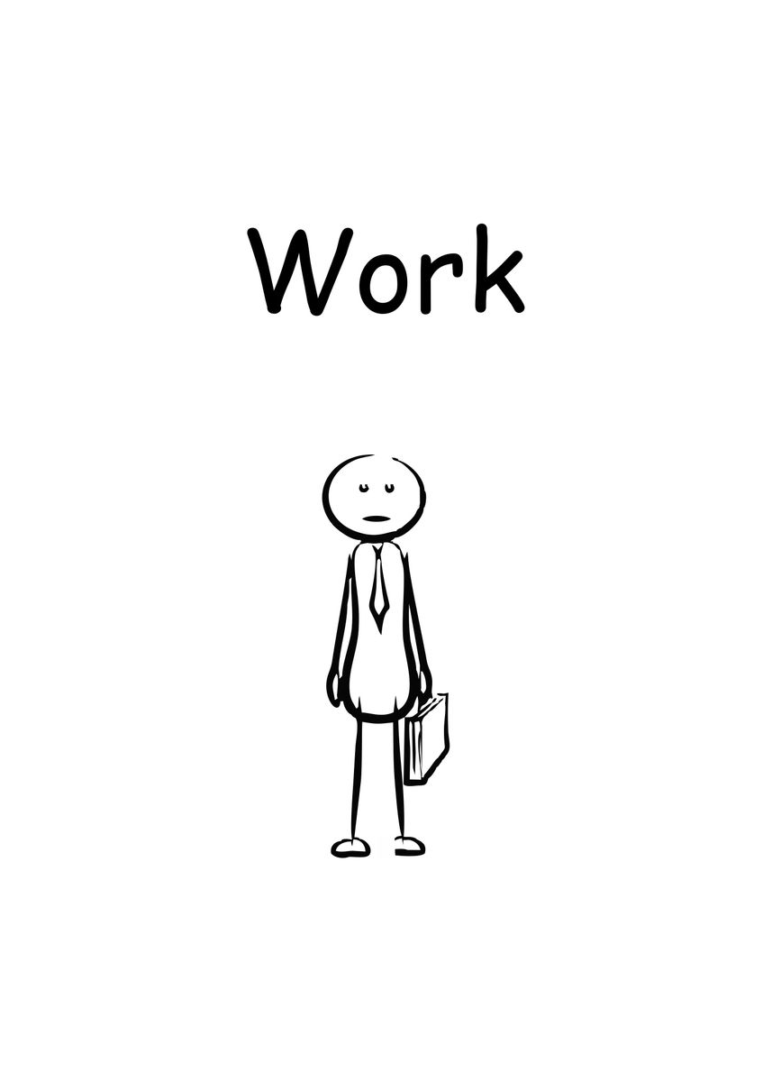 'work stickman emoji' Poster, picture, metal print, paint by Adi ...