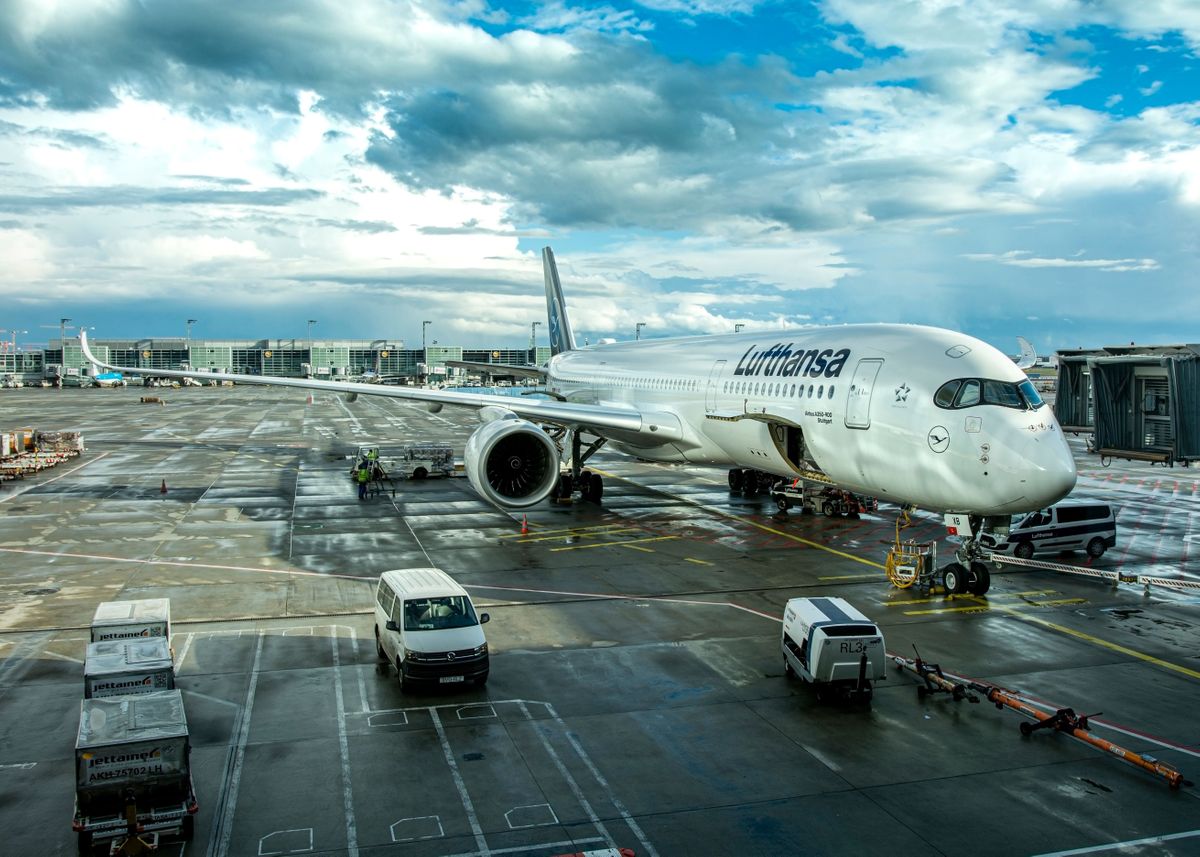 'Rainy Airbus A350' Poster by KarolPhotoworld | Displate
