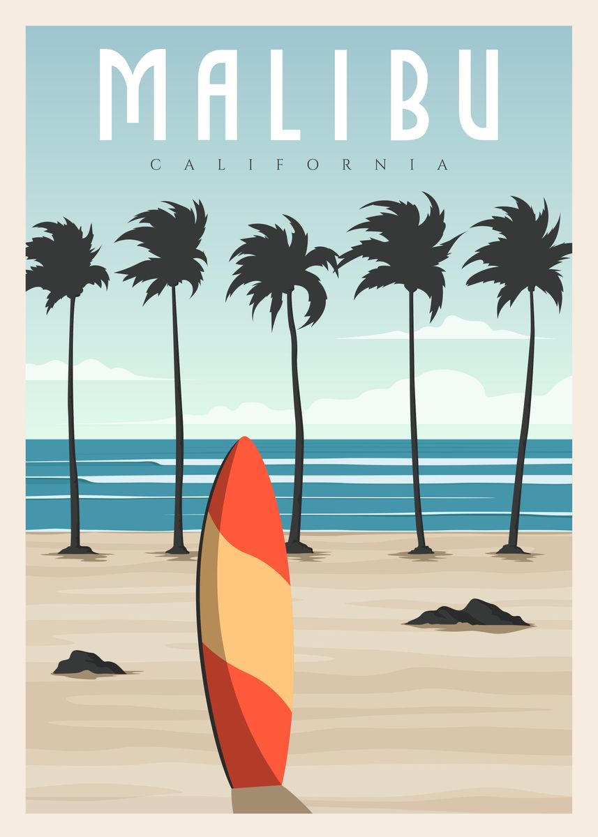 'Malibu california' Poster, picture, metal print, paint by Paul C. Lane ...