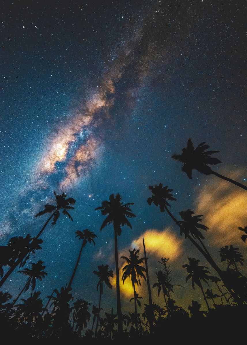 'Cosmic beach night' Poster, picture, metal print, paint by MCAshe Art ...