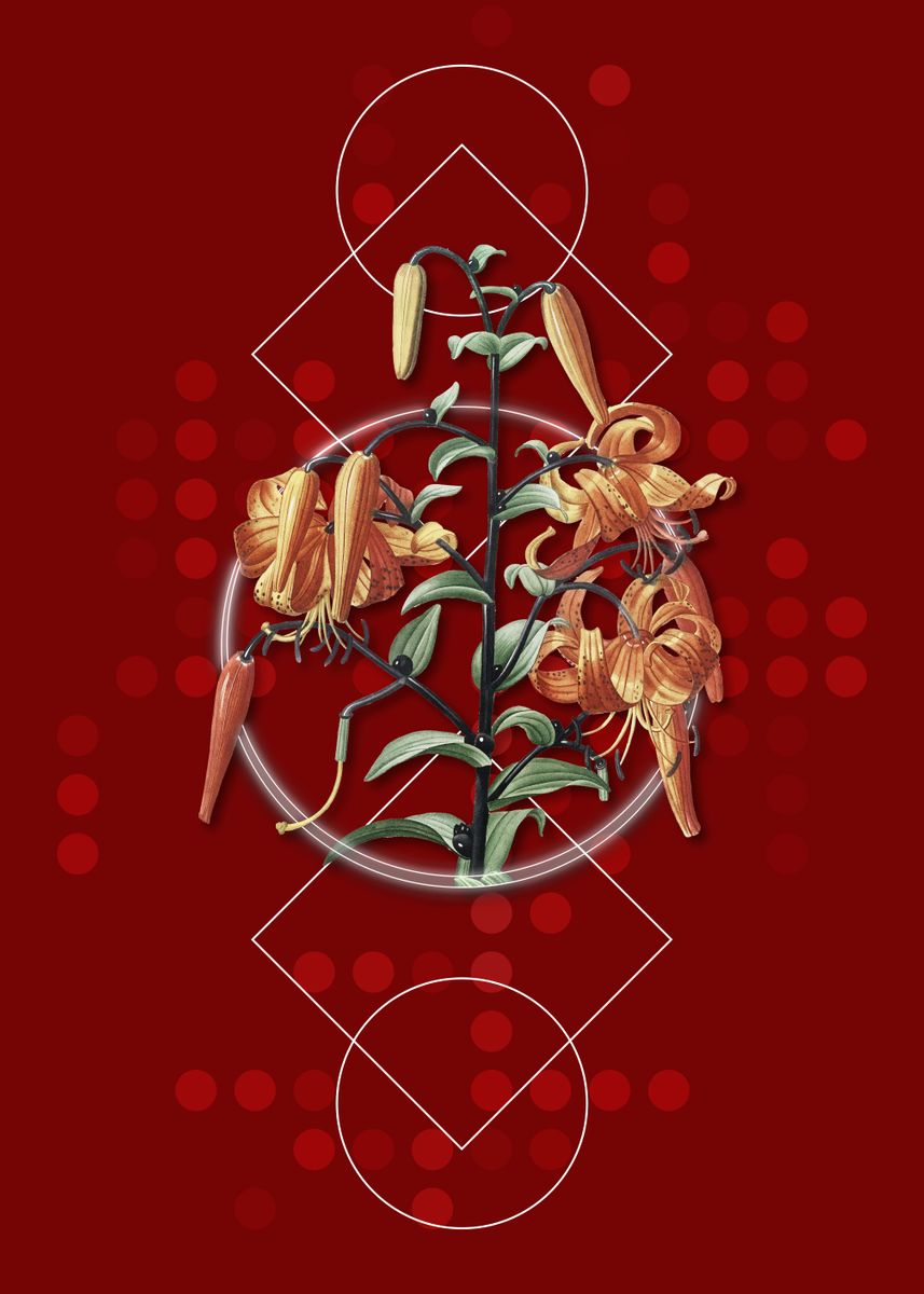 'Vintage Tiger Lily Flower' Poster, picture, metal print, paint by Holy ...