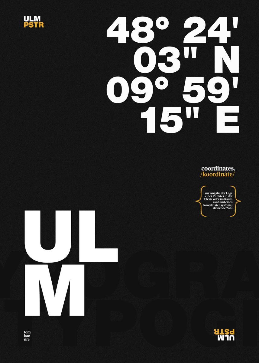 'Ulm Typo' Poster, picture, metal print, paint by Tom Taegtmeier | Displate