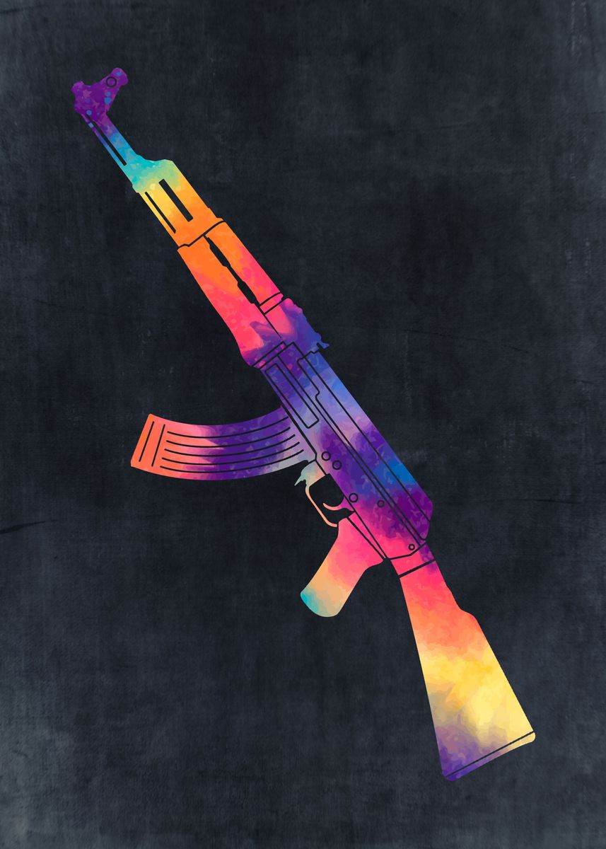'Ak47 Tie Dye Kalashnikov' Poster, picture, metal print, paint by John ...