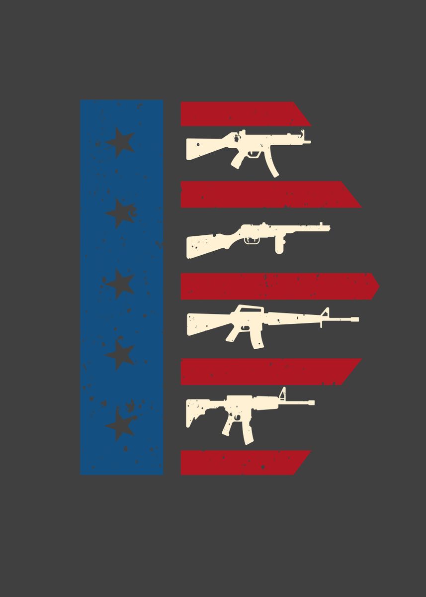 'American Flag With Guns' Poster by MaximusDesigns | Displate