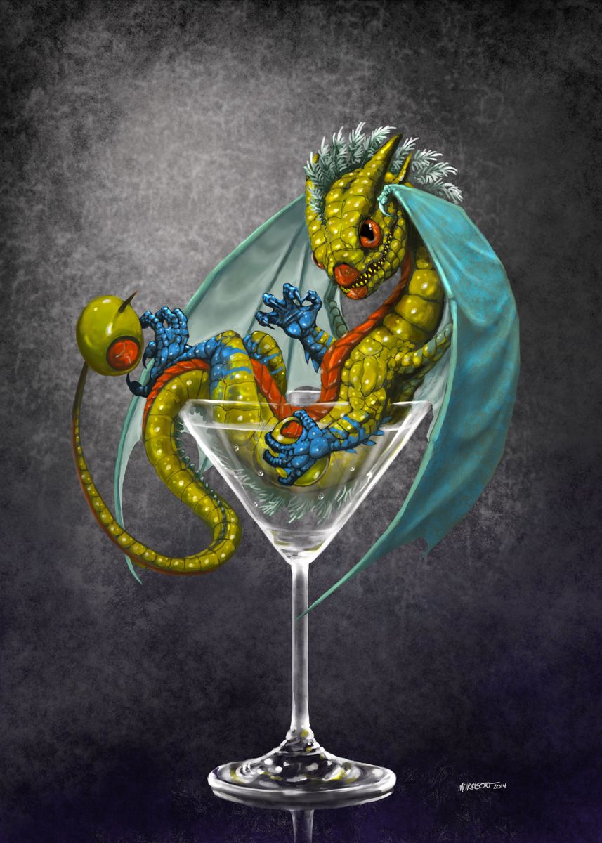 'Martini Dragon' Poster, picture, metal print, paint by Stanley ...