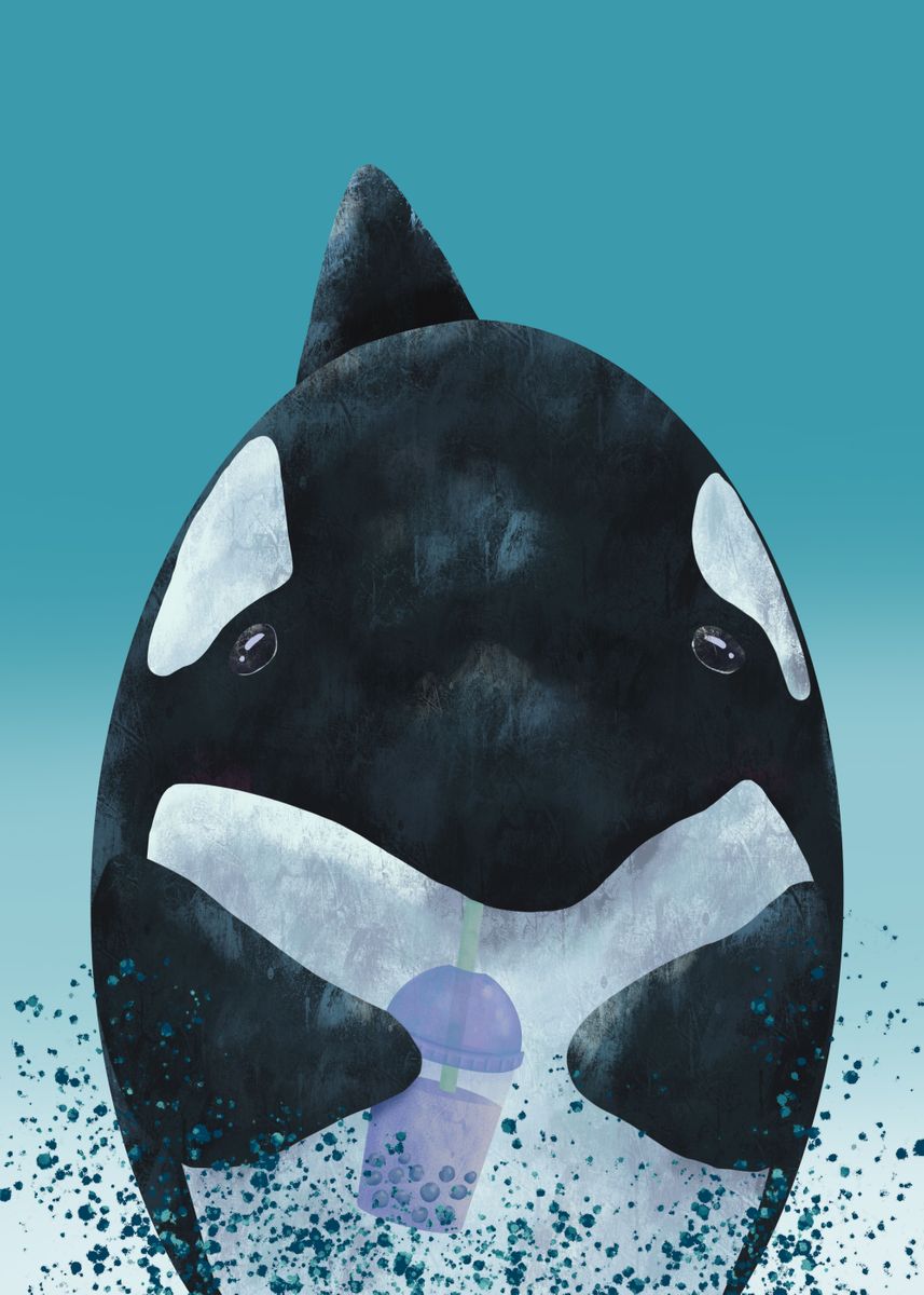 'Orca Boba Tea' Poster, picture, metal print, paint by XandYart | Displate
