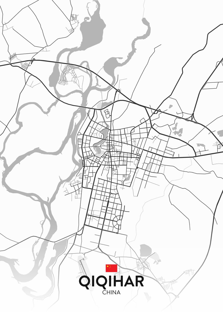 'Qiqihar CN' Poster, picture, metal print, paint by IMR Designs | Displate