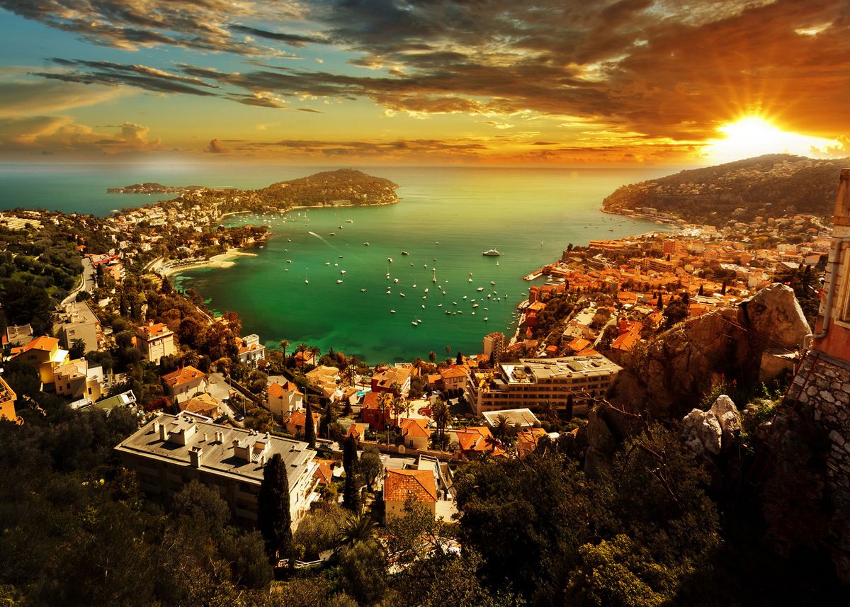 'Monaco Monte Carlo Sunset' Poster by WorldTravel Displate Art | Displate