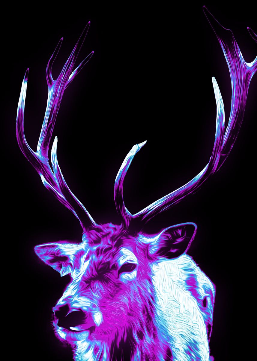 'Deer Rays' Poster, picture, metal print, paint by Tariq Alaghbash ...