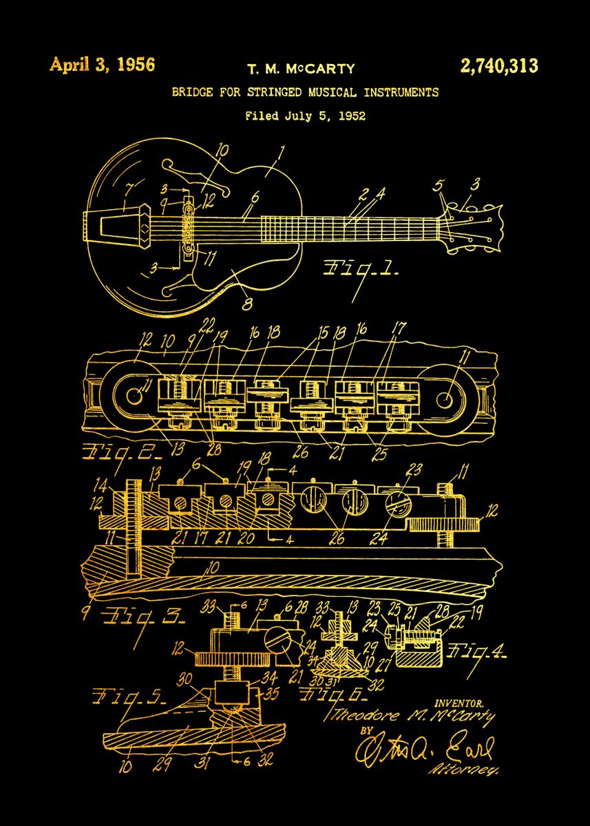 'Guitar Patent' Poster, picture, metal print, paint by ThomasDHaley ...