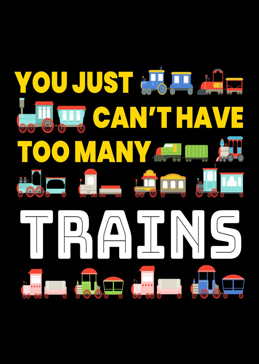 'Too Many Trains' Poster, picture, metal print, paint by Mooon | Displate