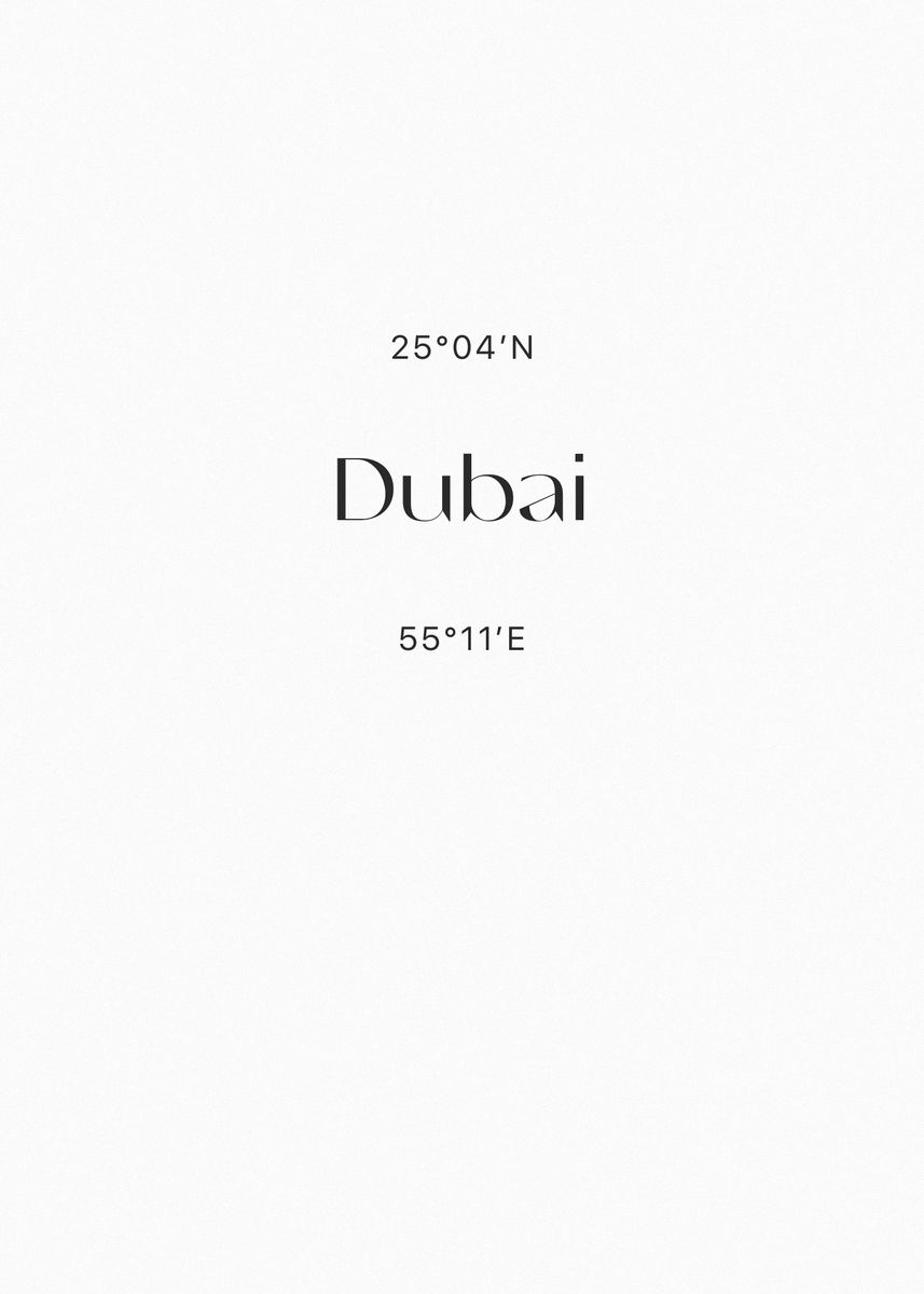 'Dubai Coordinates' Poster, picture, metal print, paint by Visitify ...