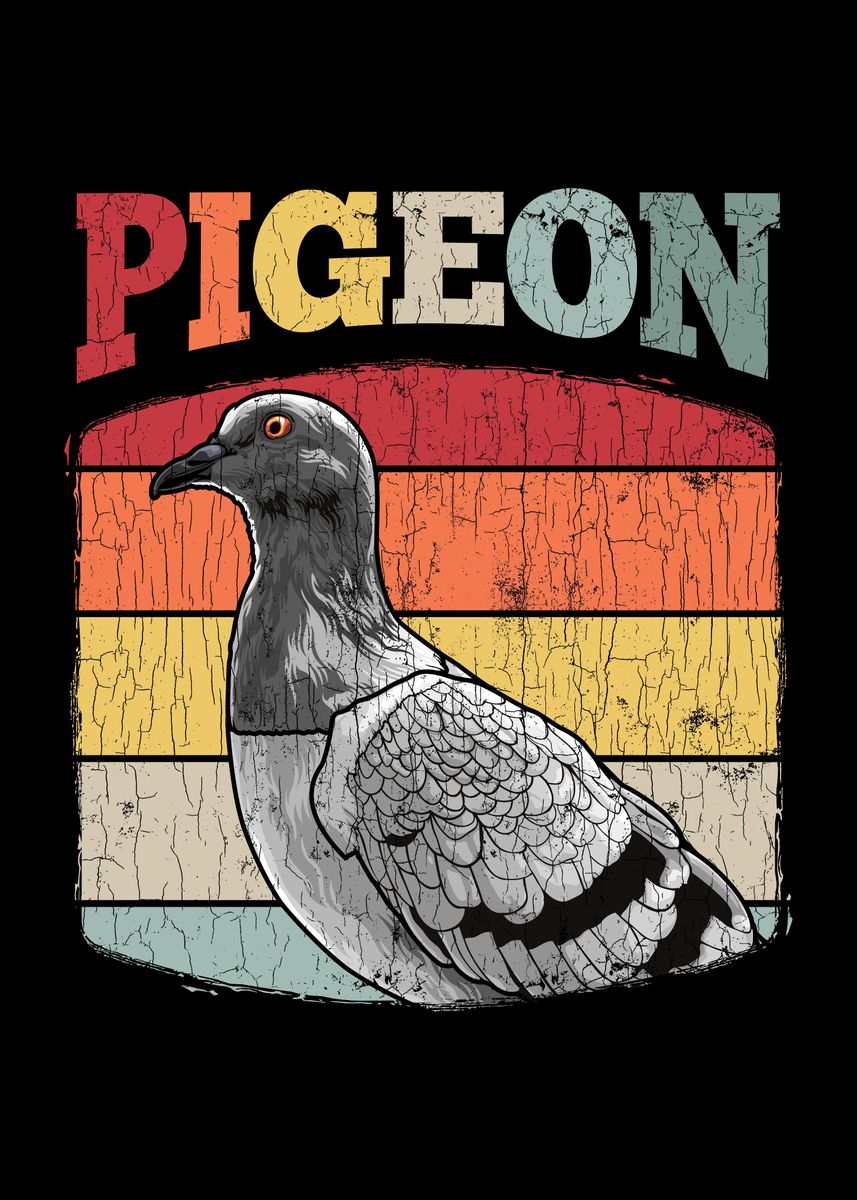 'Retro Pigeon Lover Present' Poster by OffPlate Designs | Displate