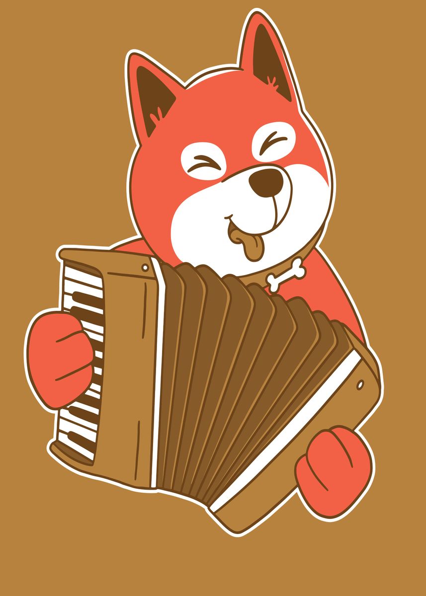 'CUTE DOG ACCORDION' Poster, picture, metal print, paint by ...