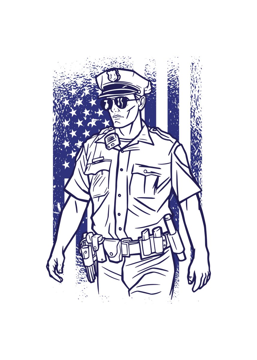'AMERICAN POLICE OFFICER' Poster, picture, metal print, paint by ...