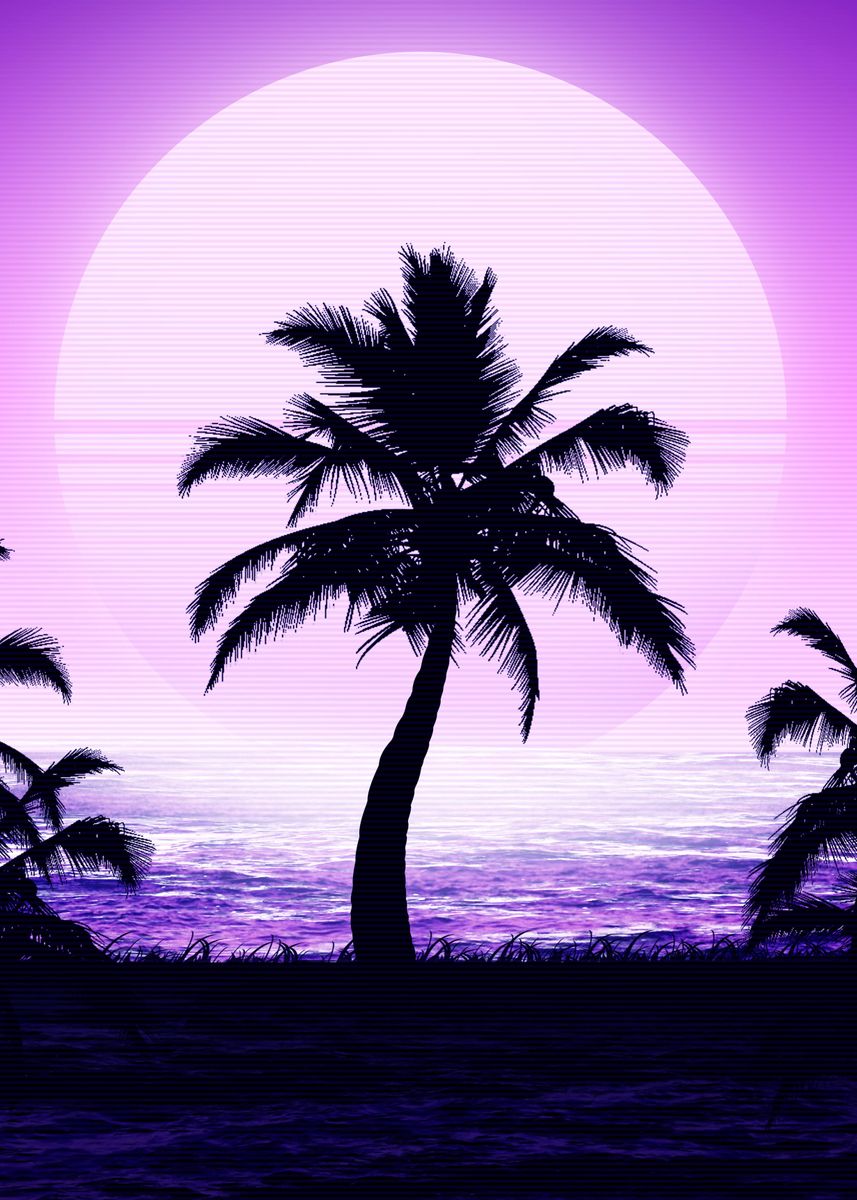 'palm beach synthwave' Poster by INSPIRE COLLECTION | Displate