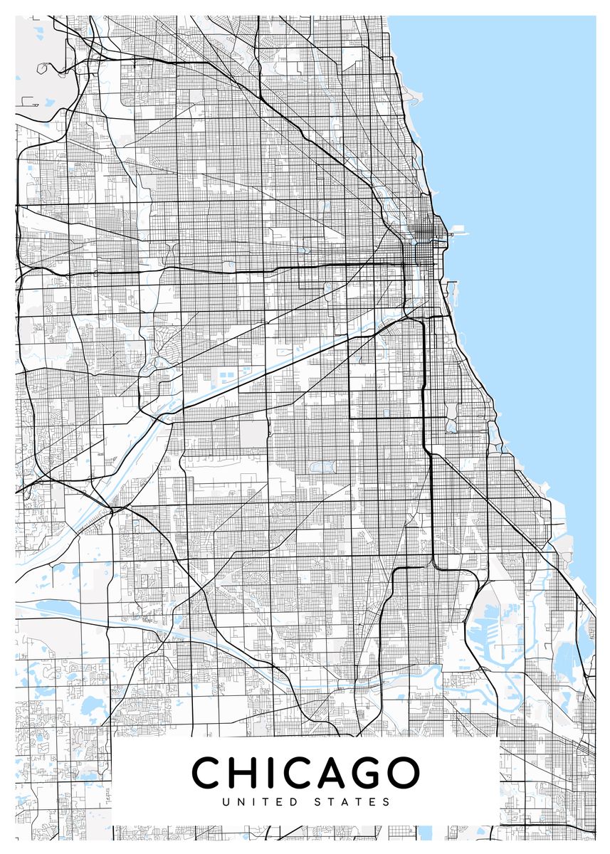'Chicago' Poster, picture, metal print, paint by mapsies | Displate