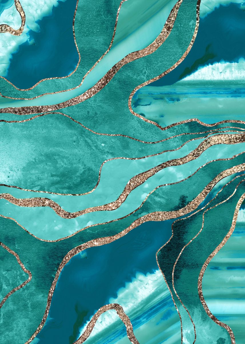 'Soft Turquoise Teal Marble' Poster, picture, metal print, paint by ...