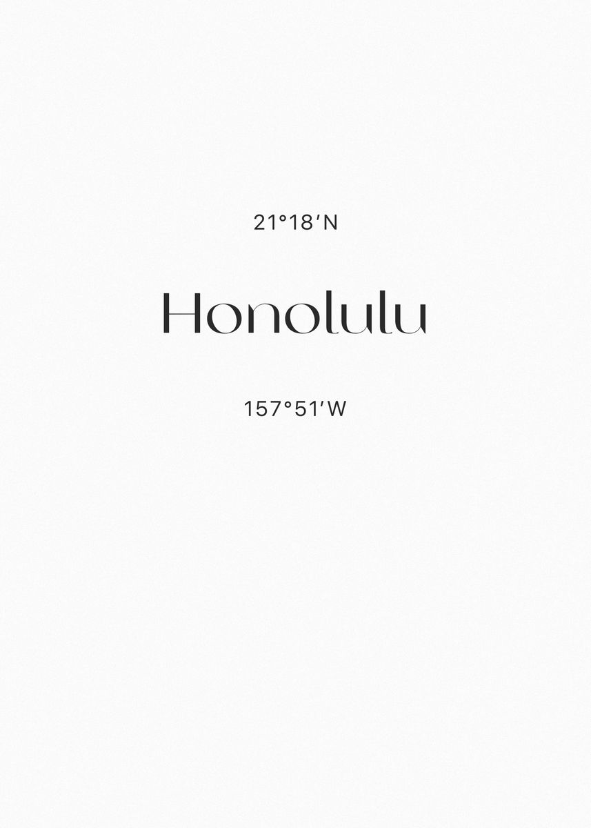 'Honolulu Coordinates' Poster, picture, metal print, paint by Visitify ...