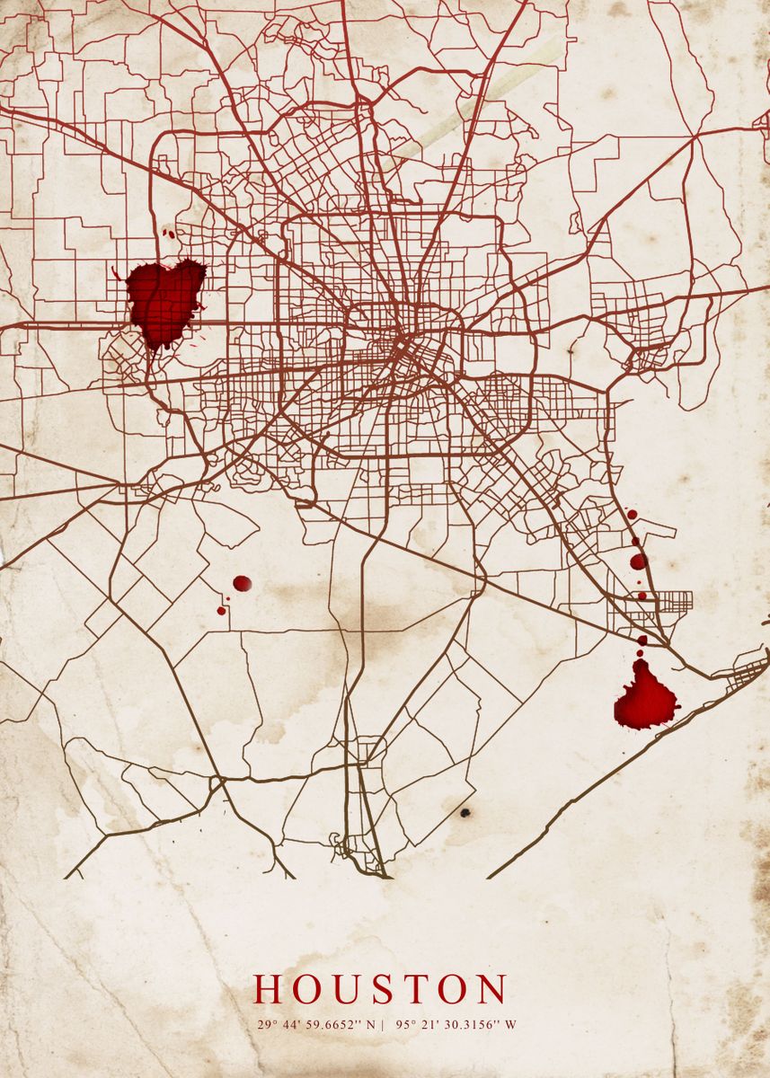 'Houston Old Map' Poster by NAKU | Displate