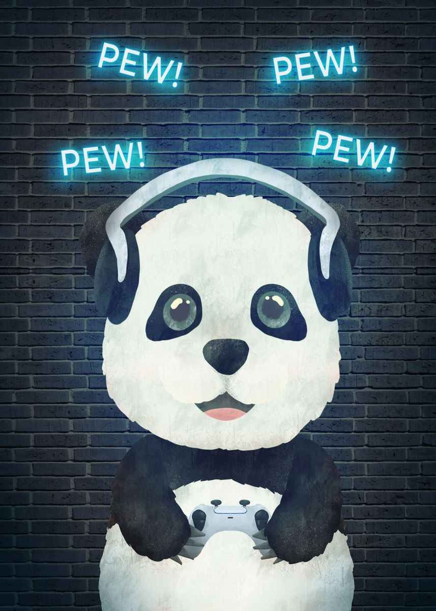 'Pew Pew Panda' Poster, picture, metal print, paint by XandYart | Displate