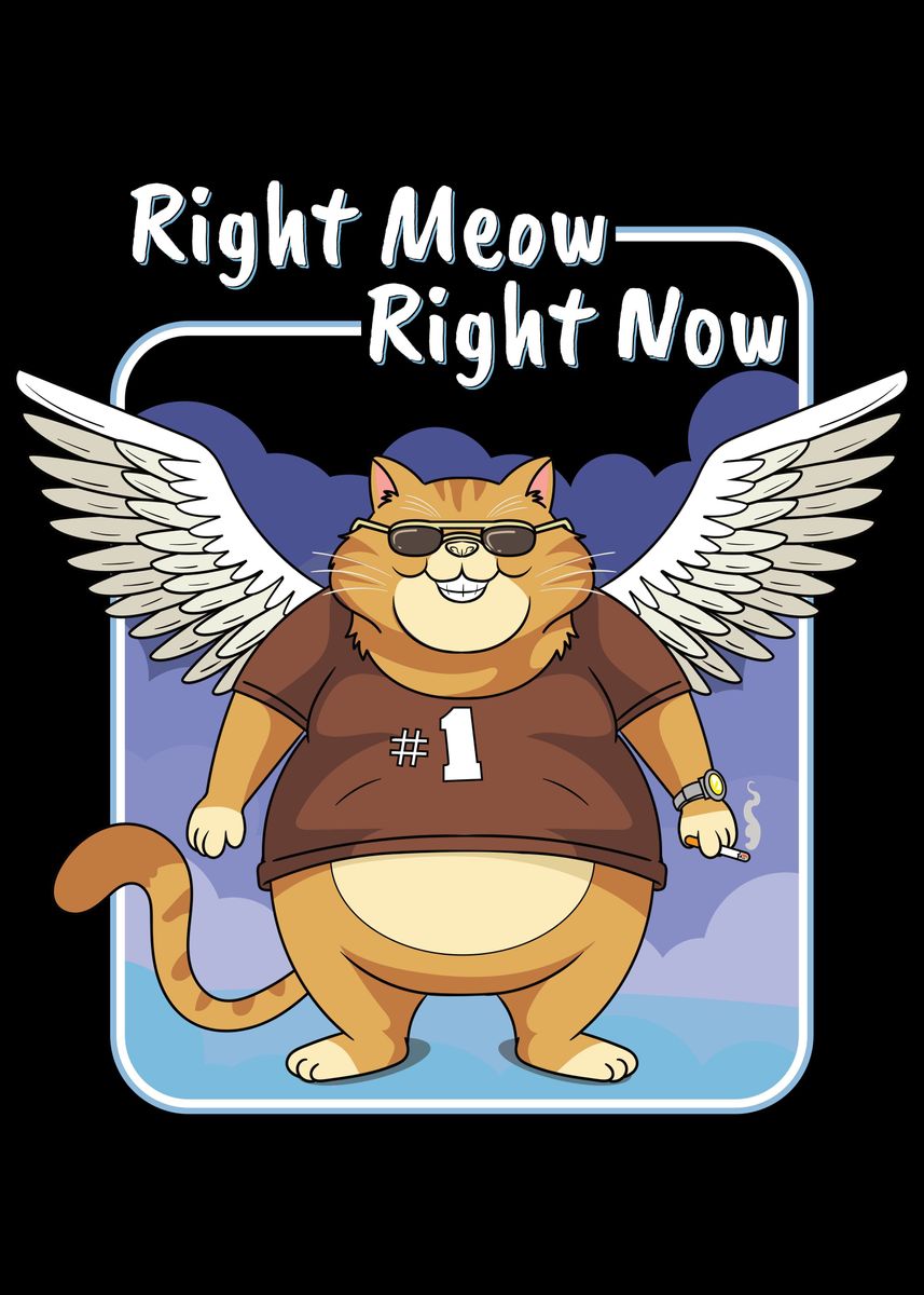 'Fat Cat Boy Meow Smoker' Poster by LaLou | Displate