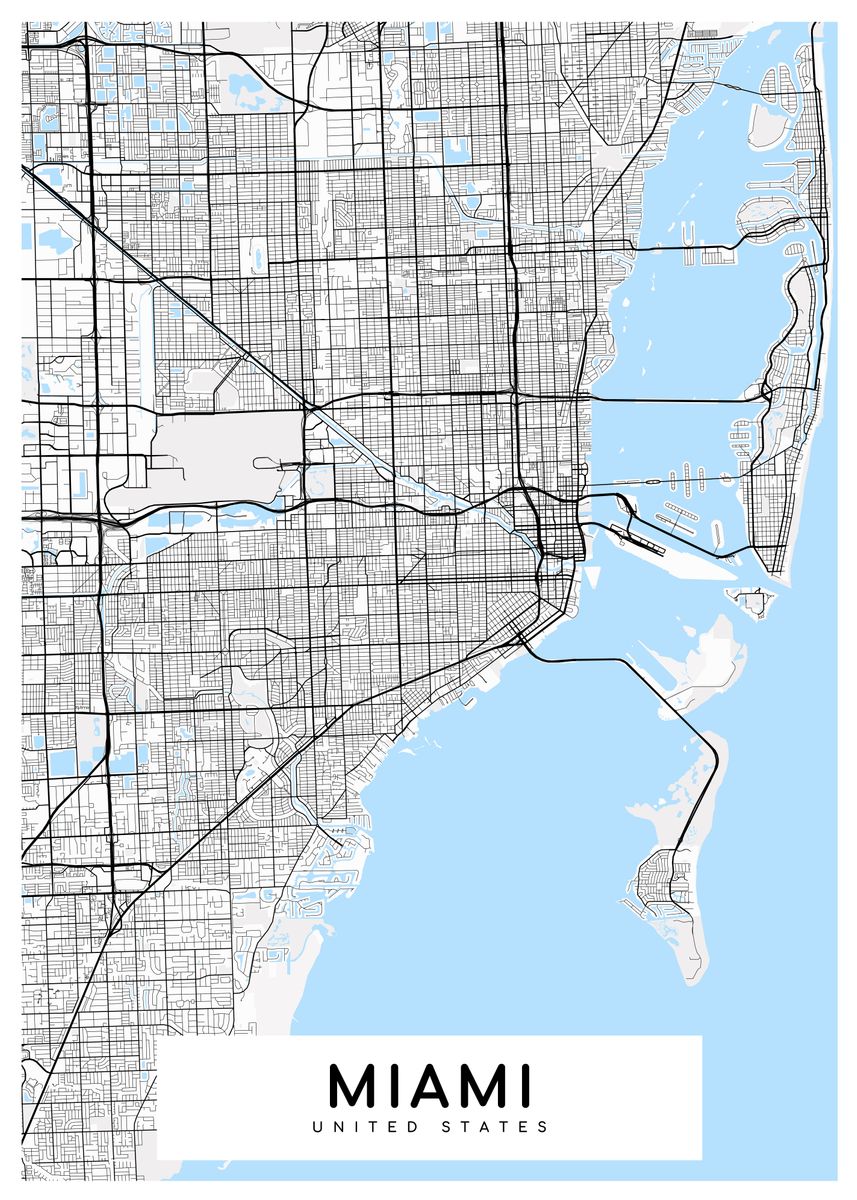 'Miami' Poster, picture, metal print, paint by mapsies | Displate