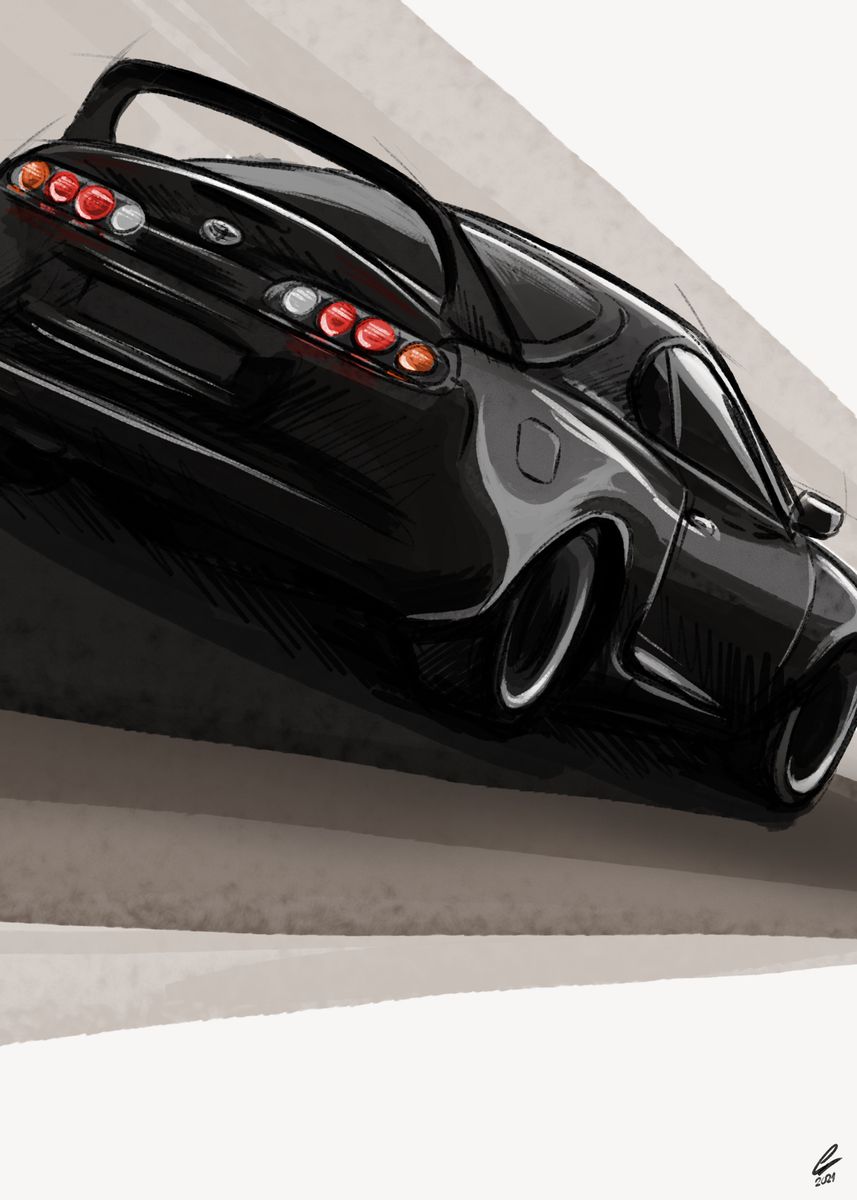 'Toyota Supra MK4' Poster, picture, metal print, paint by Linda Rosenau ...