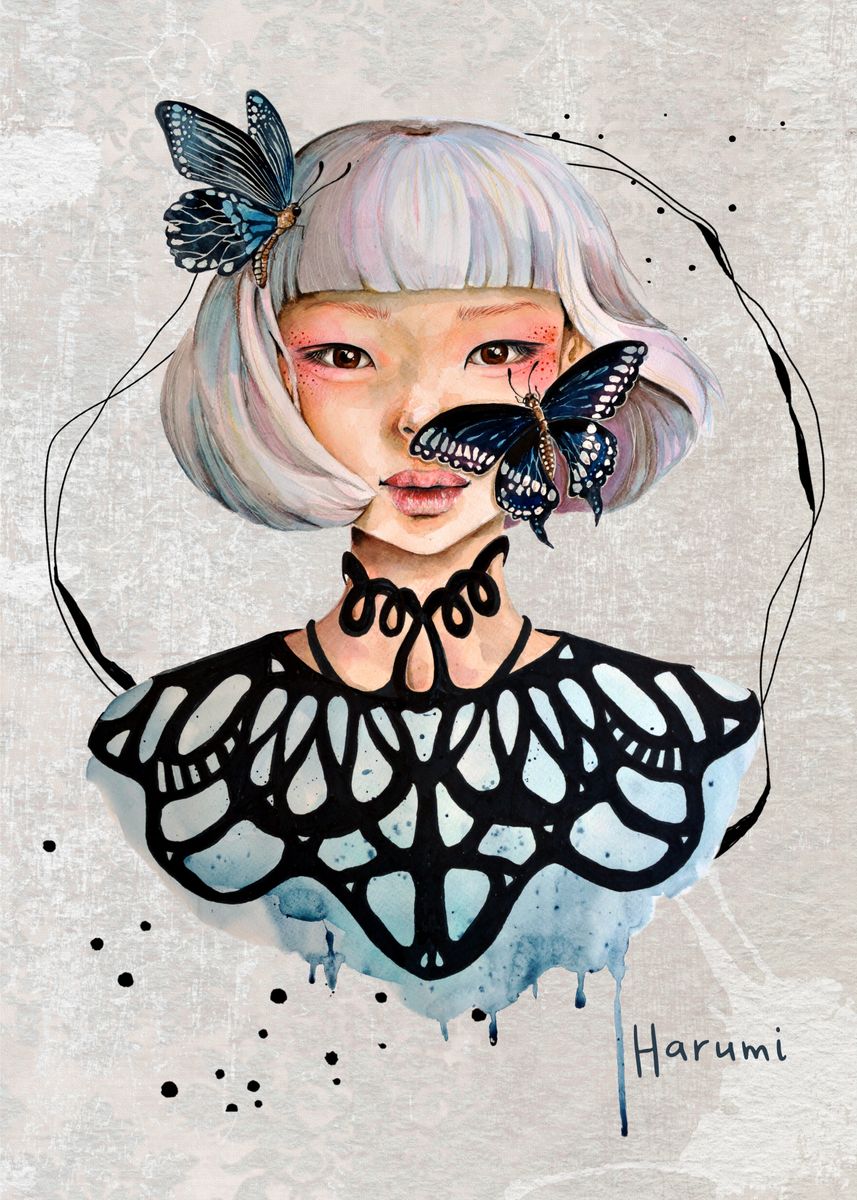 'Harumi' Poster, picture, metal print, paint by miia | Displate