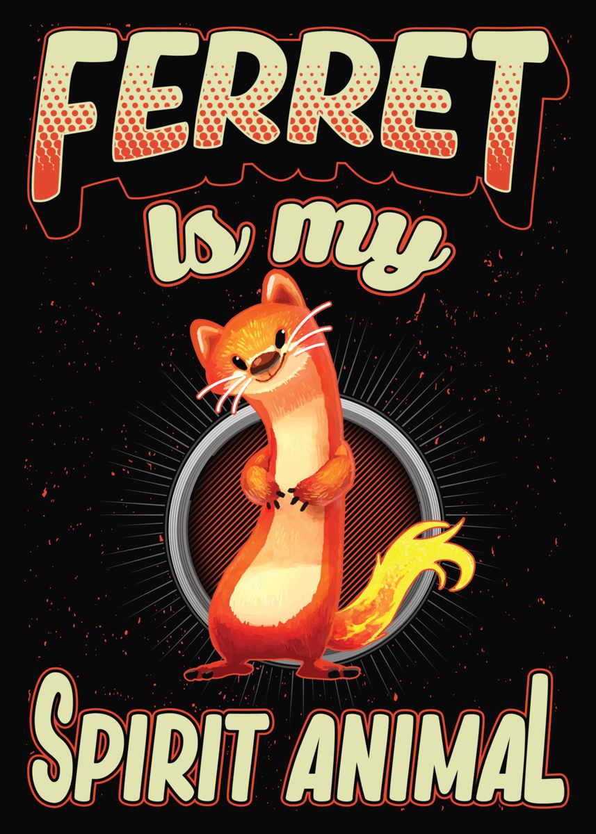 'Cute Ferret' Poster, picture, metal print, paint by Statements | Displate