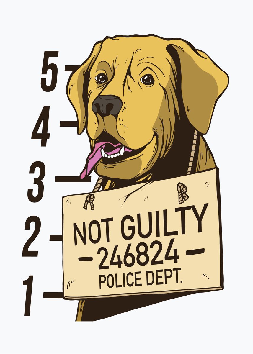 'CUTE DOG MUGSHOT' Poster, picture, metal print, paint by ...