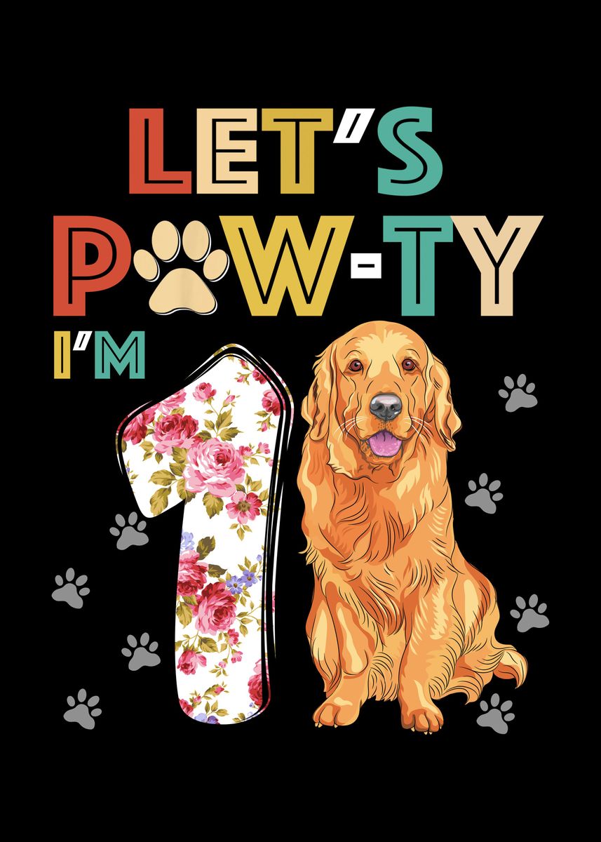 'Lets Pawty' Poster, picture, metal print, paint by Neon Moon | Displate