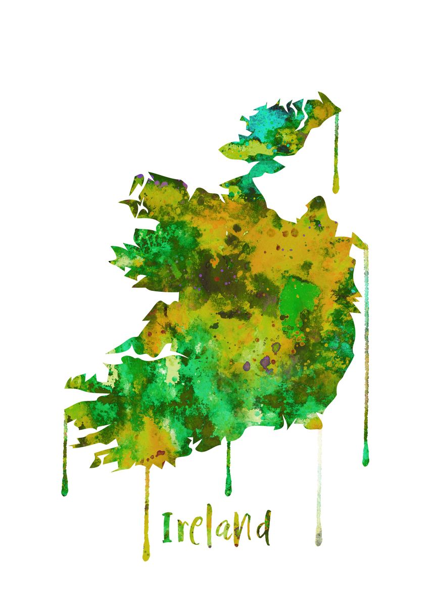 'Ireland map ' Poster by RosaliasArt | Displate